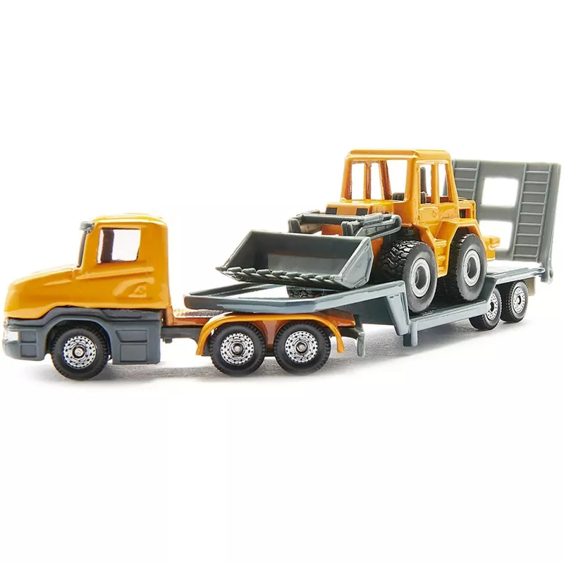 Miniatura Caminhão Prancha Com Pá Carregadeira Siku 1/55 - Drive Collection