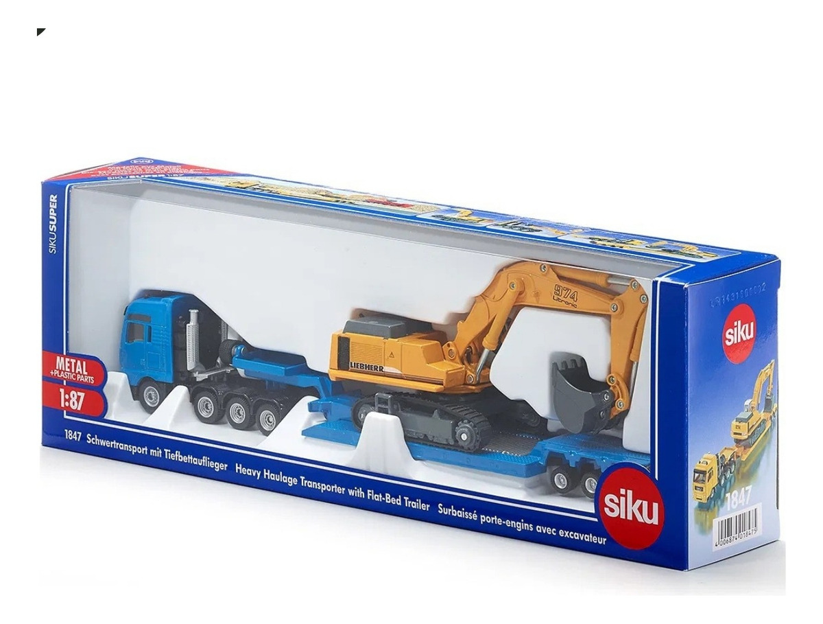 Miniatura Caminhão MAN com Escavadeira Liebherr Siku 1:87 - Drive ...