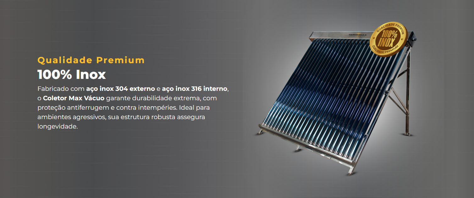 Coletor Solar a Vácuo Modular 15 Tubos TERMOMAX - SOLAR NET AQUECEDORES