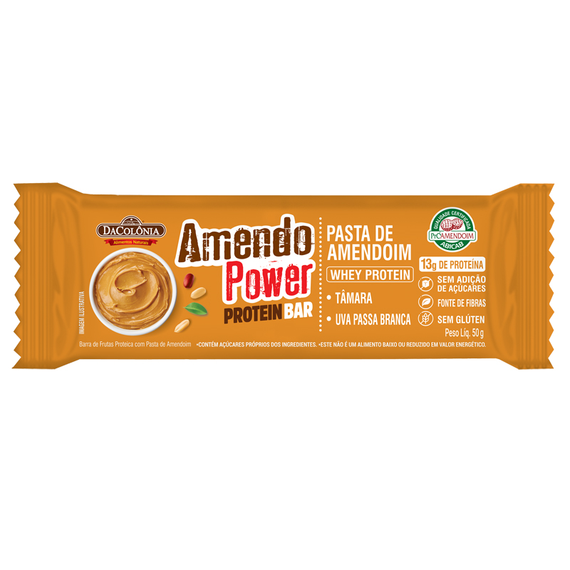 Barra Amendo Power Protein Bar Pasta de Amendoim 600g (Display 12 unid ...