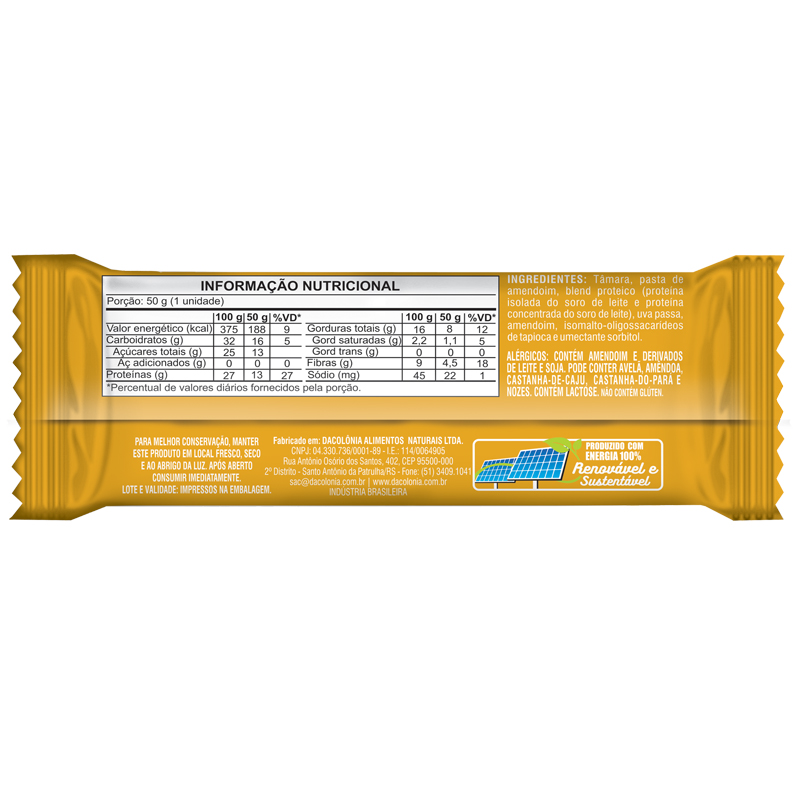 Barra Amendo Power Protein Bar Pasta de Amendoim 600g (Display 12 unid - Compre DaColônia para ...