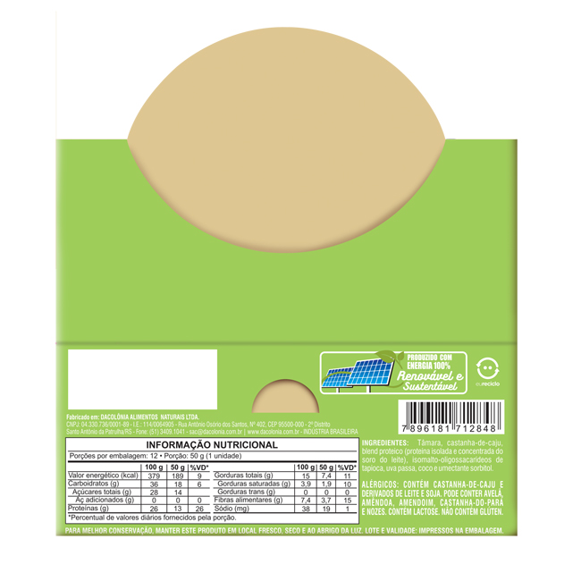 Barra DacoPro Protein Bar Coco & Castanha-de-Caju 600g (Display 12 uni ...