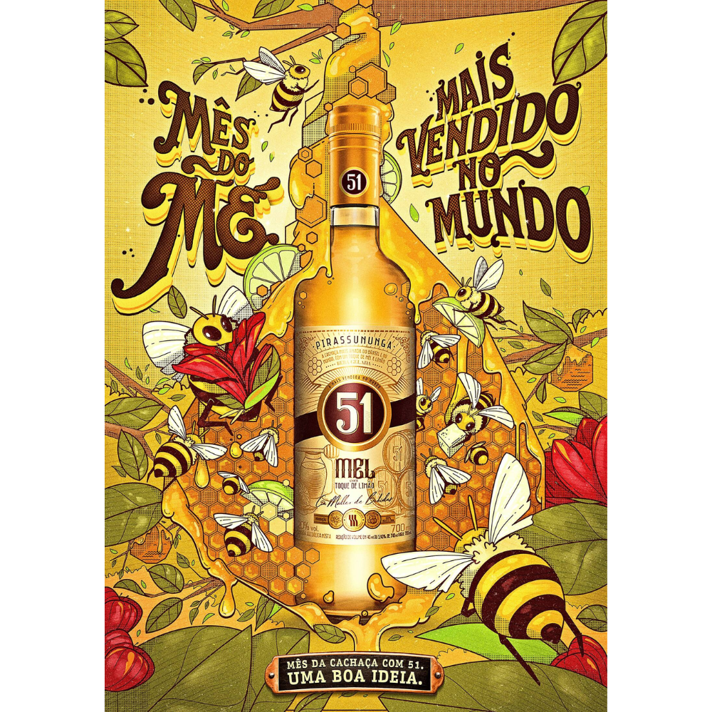 Kit 2 Garrafas de Cachaça 51 Mel com Toque de Limão - 740 ml cada ...