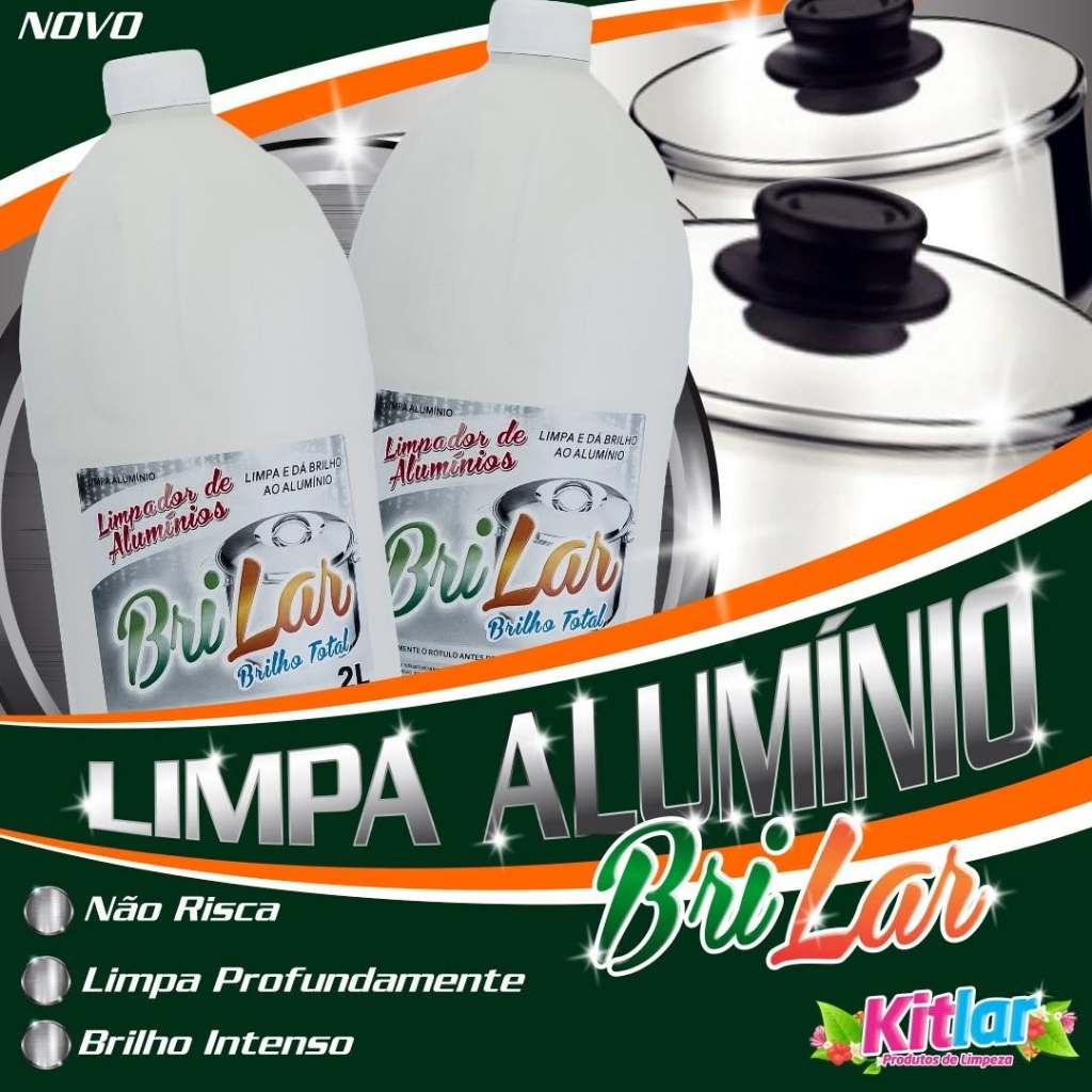 Limpador de Alumínio BriLar 1L ou 2L limpa Panelas e da Brilho 2 em 1 ...