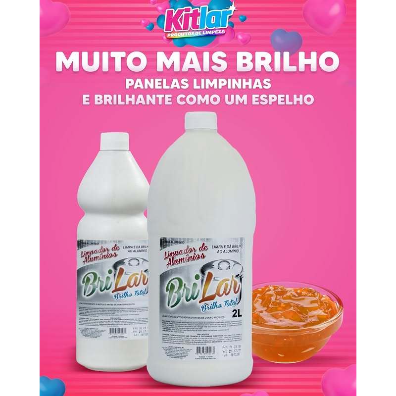 Limpador de Alumínio BriLar 1L ou 2L limpa Panelas e da Brilho 2 em 1 ...