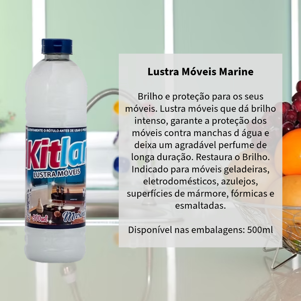 Lustra Móveis 500ml Lavanda ou Marine KitLar Perfuma e Protege ...