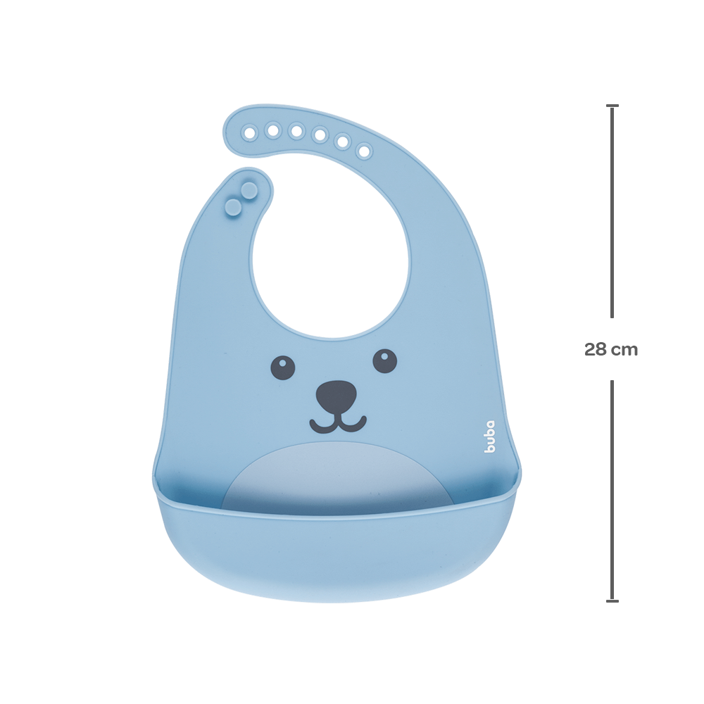 Babador em Silicone Gumy Azul com Pega-Migalhas | Buba – BB Chic - BB Chic - Baby e Kids Store
