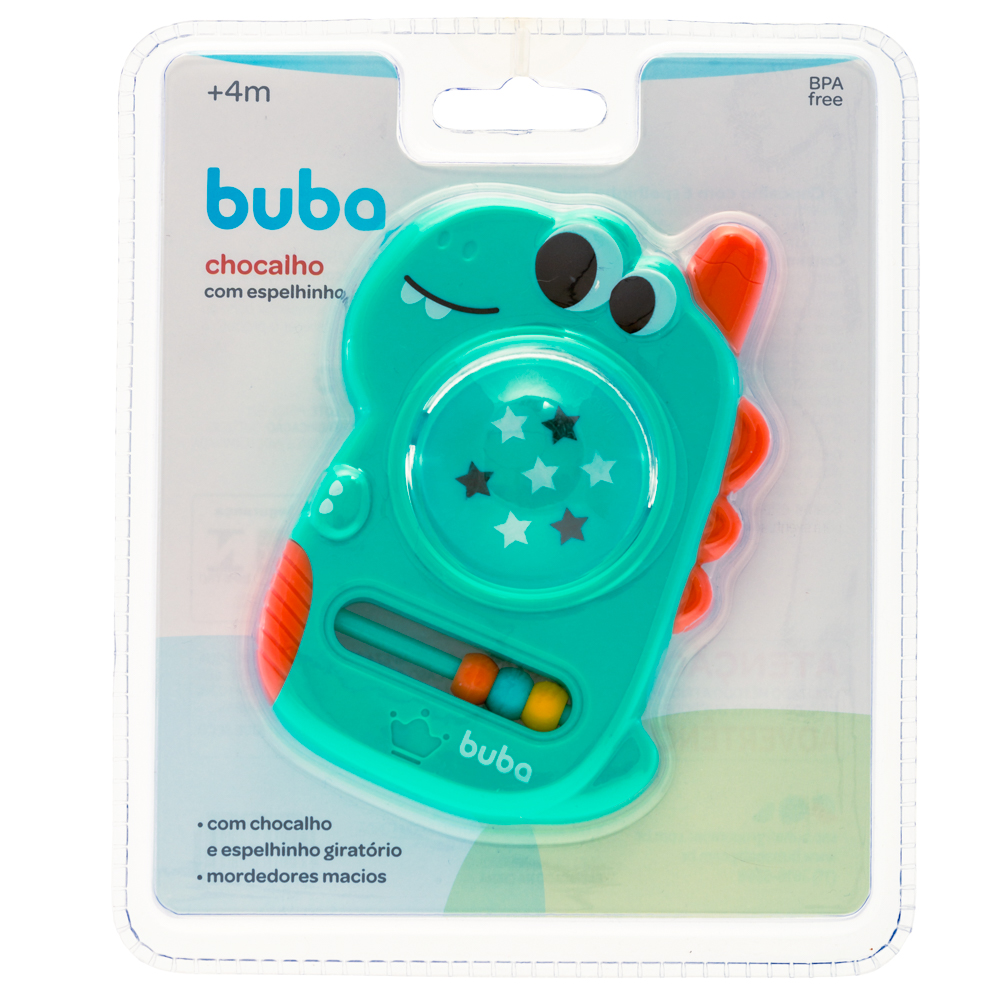 Chocalho com Espelhinho Dino - BB Chic - BB Chic - Baby e Kids Store
