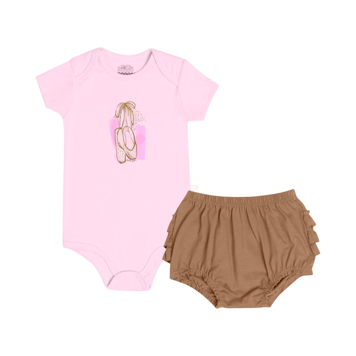 Conjunto Bailarina | Body Ribana 100% e Tapa Fralda Meia Malha | BB Ch - BB Chic - Baby e Kids Store