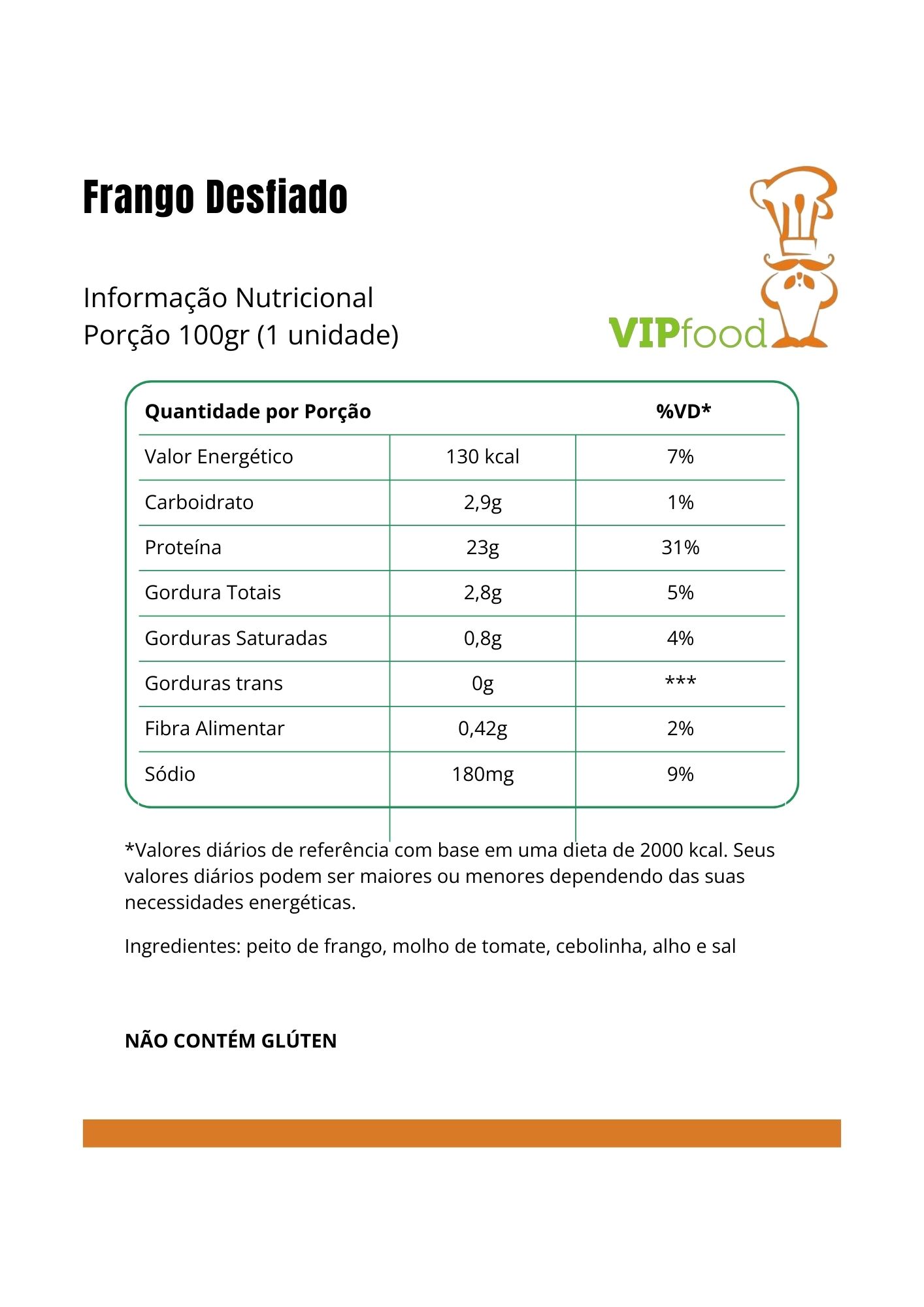 Frango Desfiado – 100g - VIPFOOD