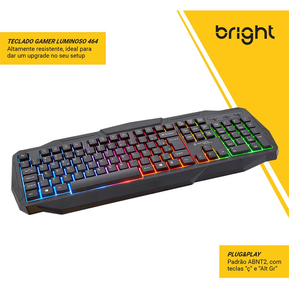 Teclado Gamer Membrana Usb Abnt2 Led Rgb 107 Tecla 1,5m Cabo - Mercadão ...