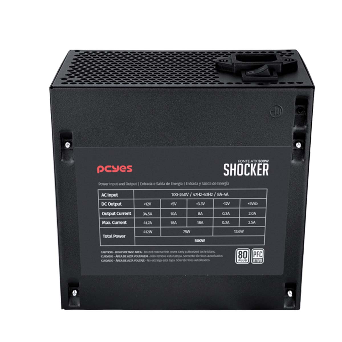 Fonte Gamer Pcyes Atx Shocker 500w 80 Plus White Pfc Ativo - Mercadão ...
