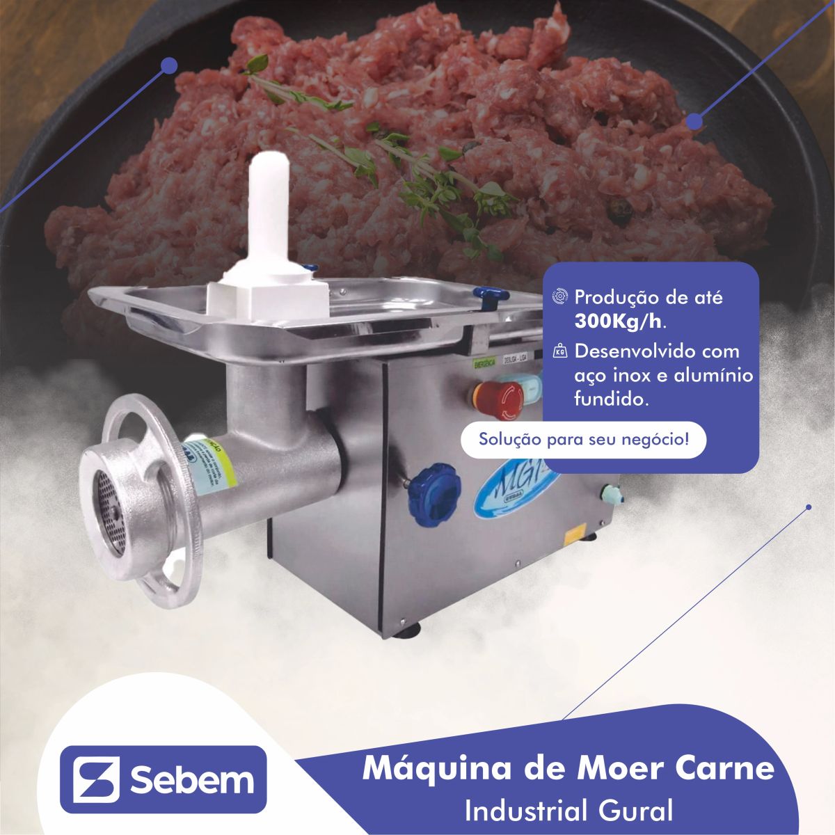 Moedor Picador de Carne Industrial Bocal 22 Total Inox MGI-22 Gural ...