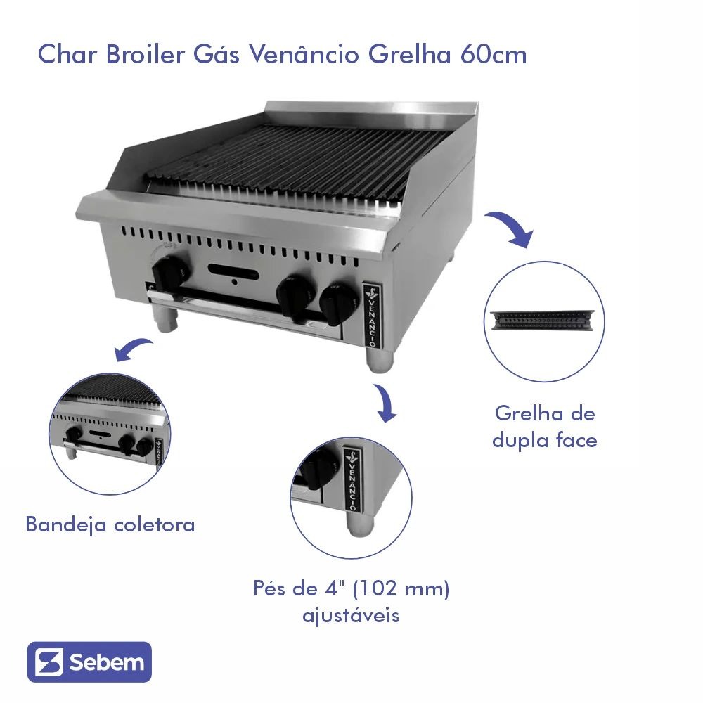 Chair Broiler a Gás 60cm Prime Inox Industrial Venâncio - Sebem ...