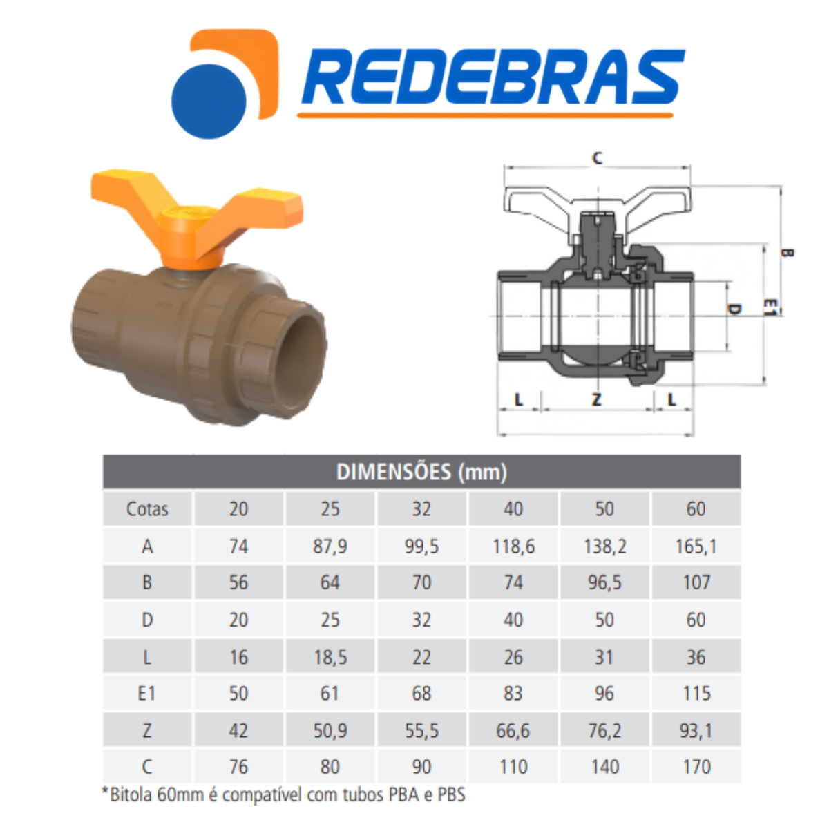 Registro Esfera Vs Tigre Pvc Soldável 25 Mm - Redebras | Tubos e ...