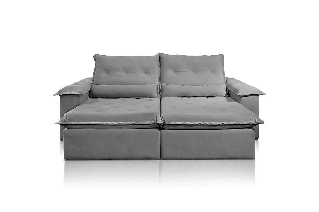 SOFA RETR VALENCIA 250CM VEL CINZA/526 - JC ESTOFADOS - RN Distribuidora