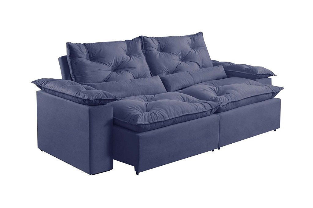 SOFA RETR GRECIA 195 - VEL AZUL - ESTOFAMART - RN Distribuidora