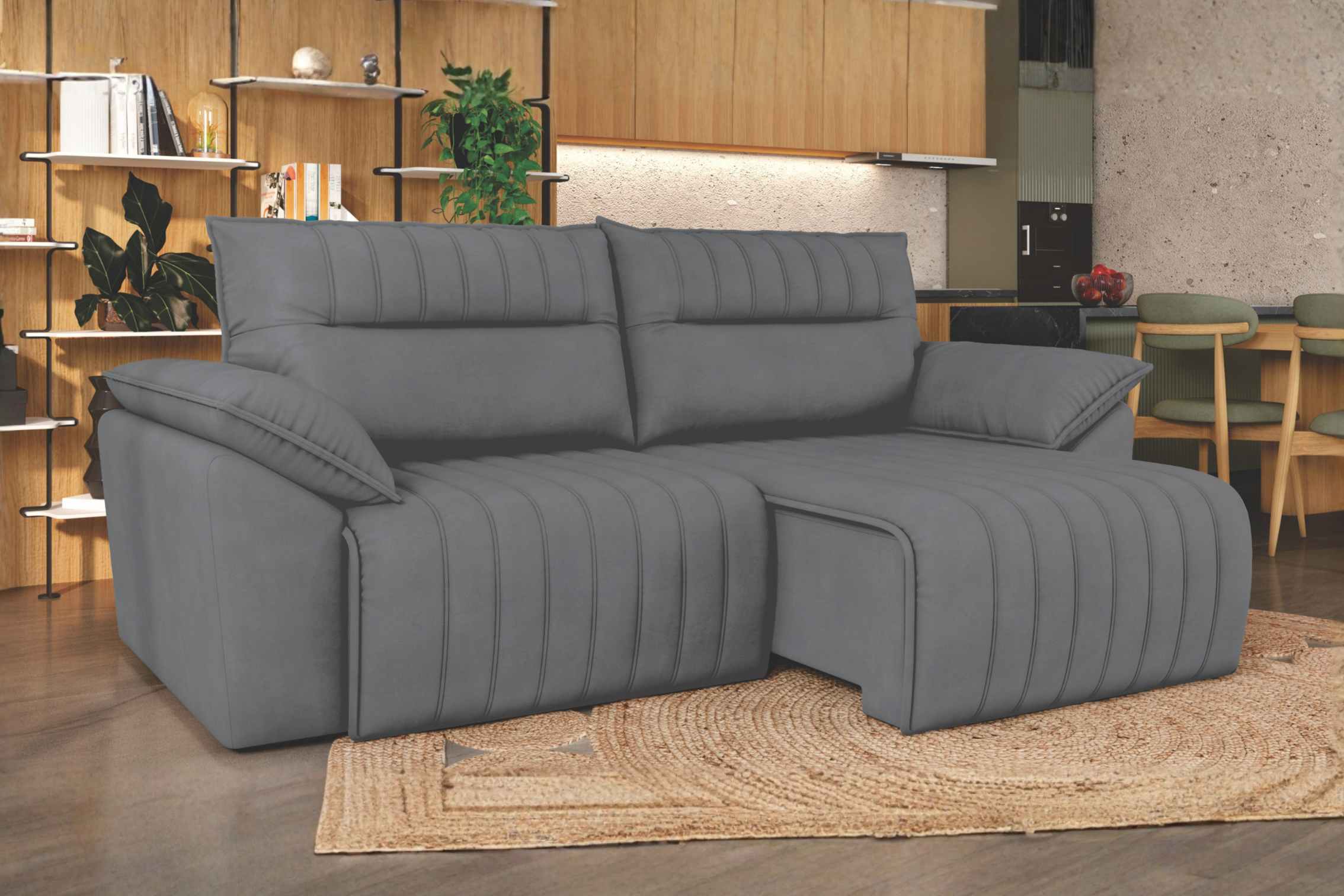 SOFA RETR SICILIA 270 VEL CHUMBO/TITANIO - BEST HOUSE - RN Distribuidora