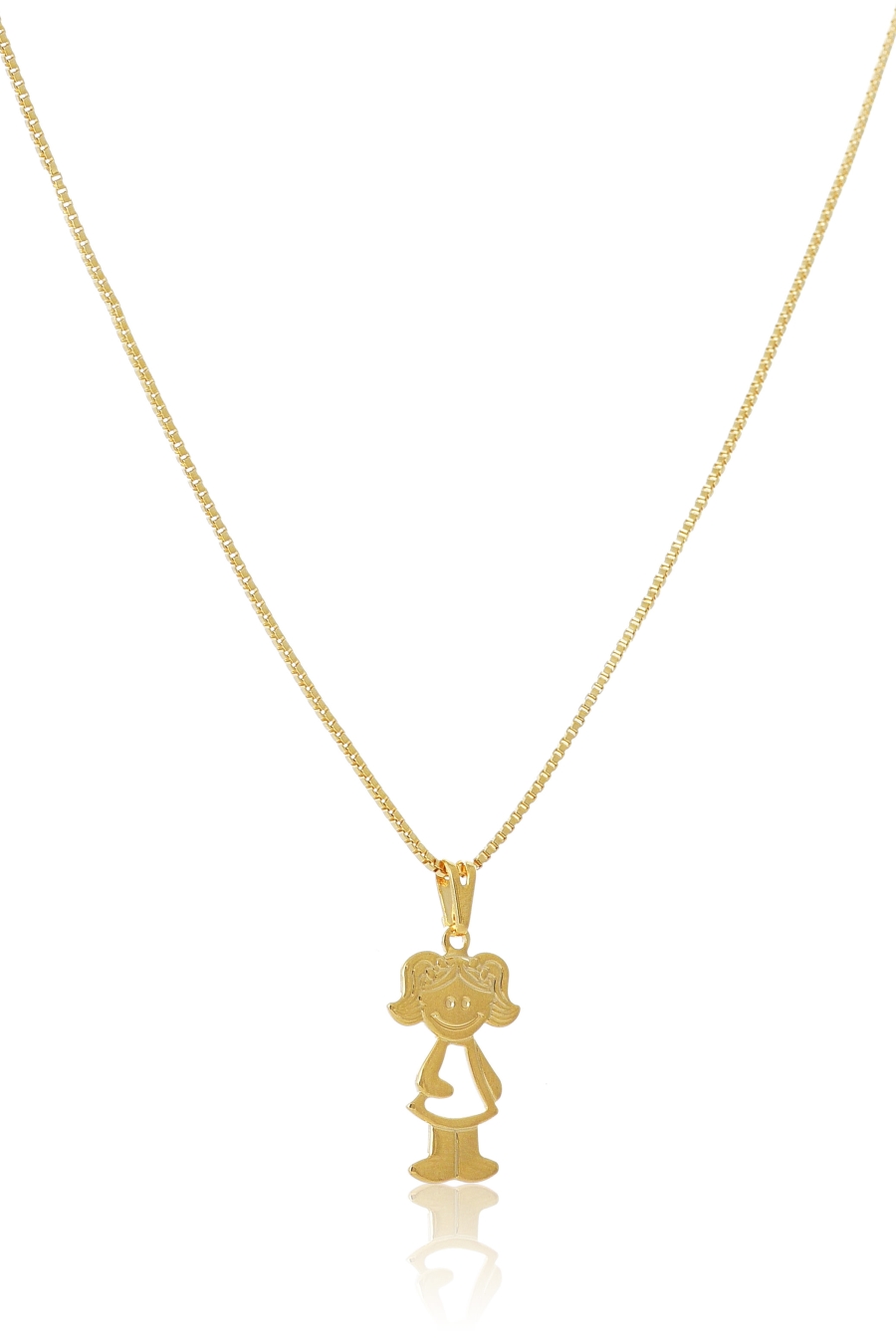 Colar Com Pingente De Menina Banhado Em Ouro 18k - Amayla