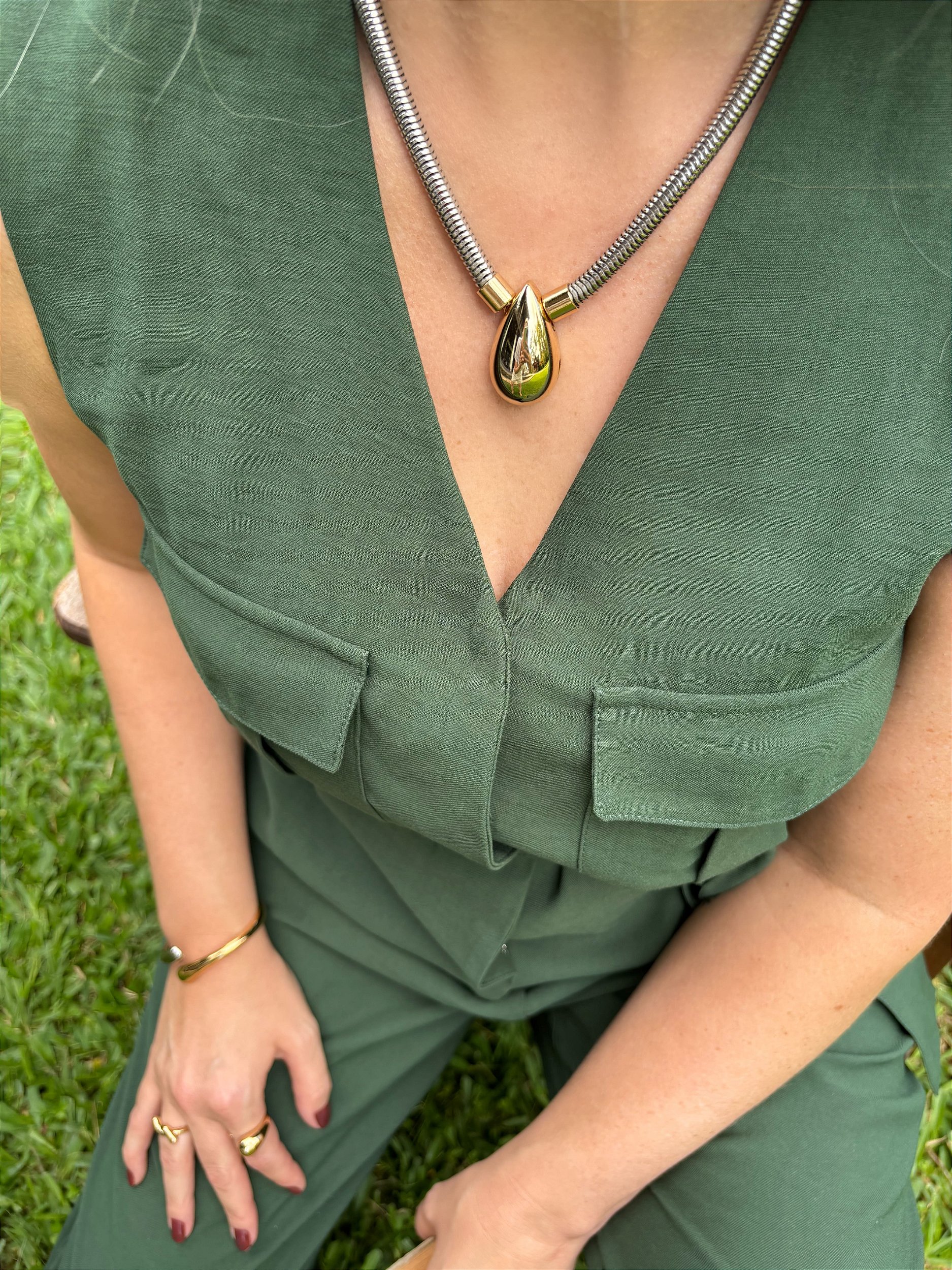 Colar curto gota mix de banhos - Miosotis Acessórios/ Semijoias Autorais