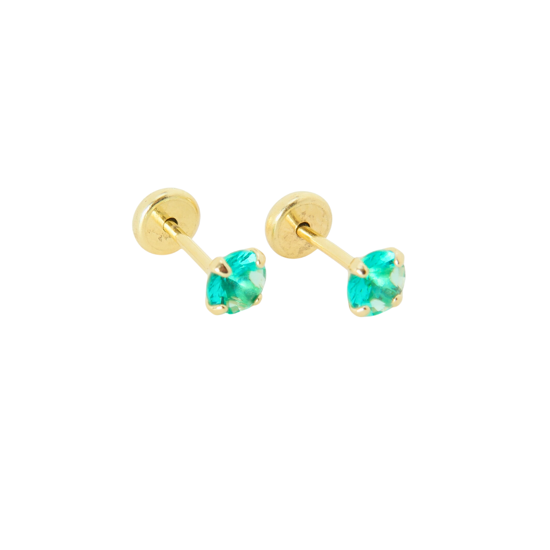 Brinco Baby Zircônia 4mm Folheado a Ouro - Family Collection