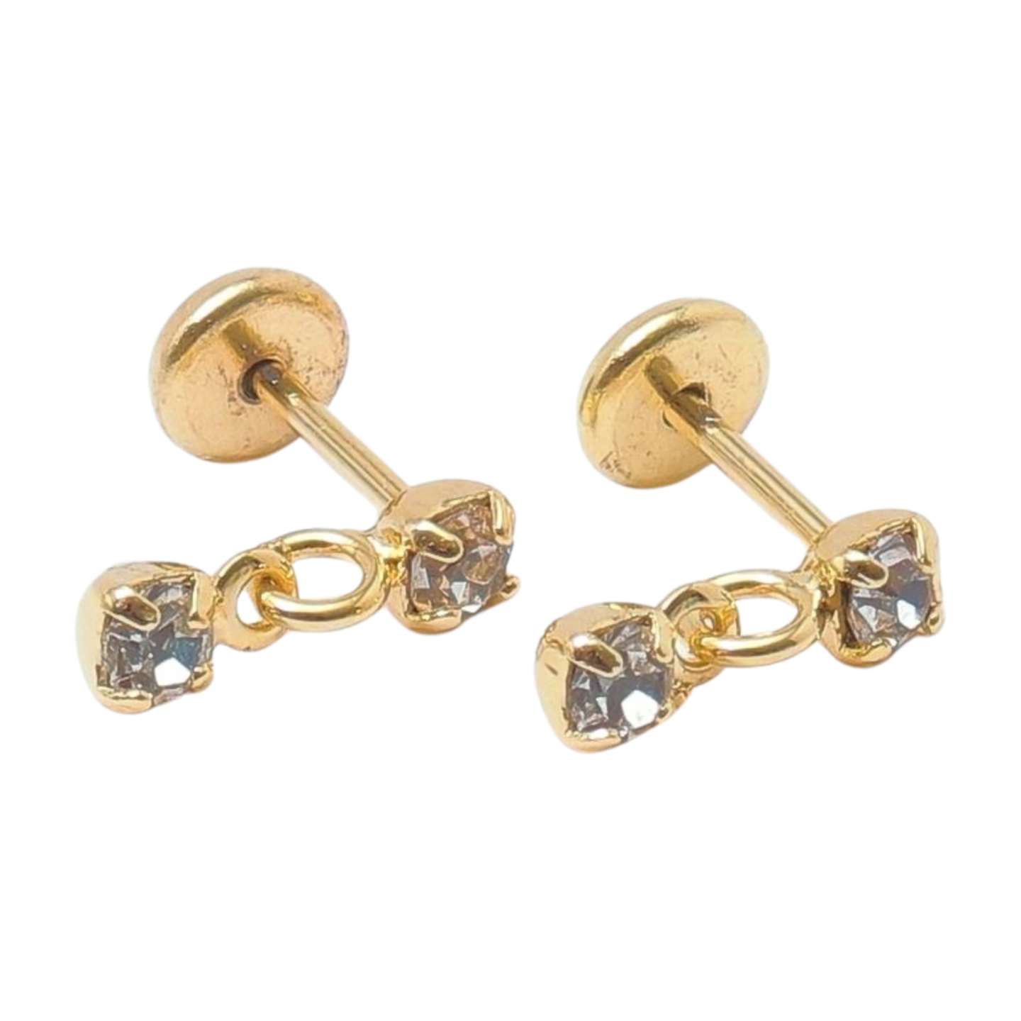 Brinco Baby Pedra com Pedra 2,75mm Folheado a Ouro - Family Collection