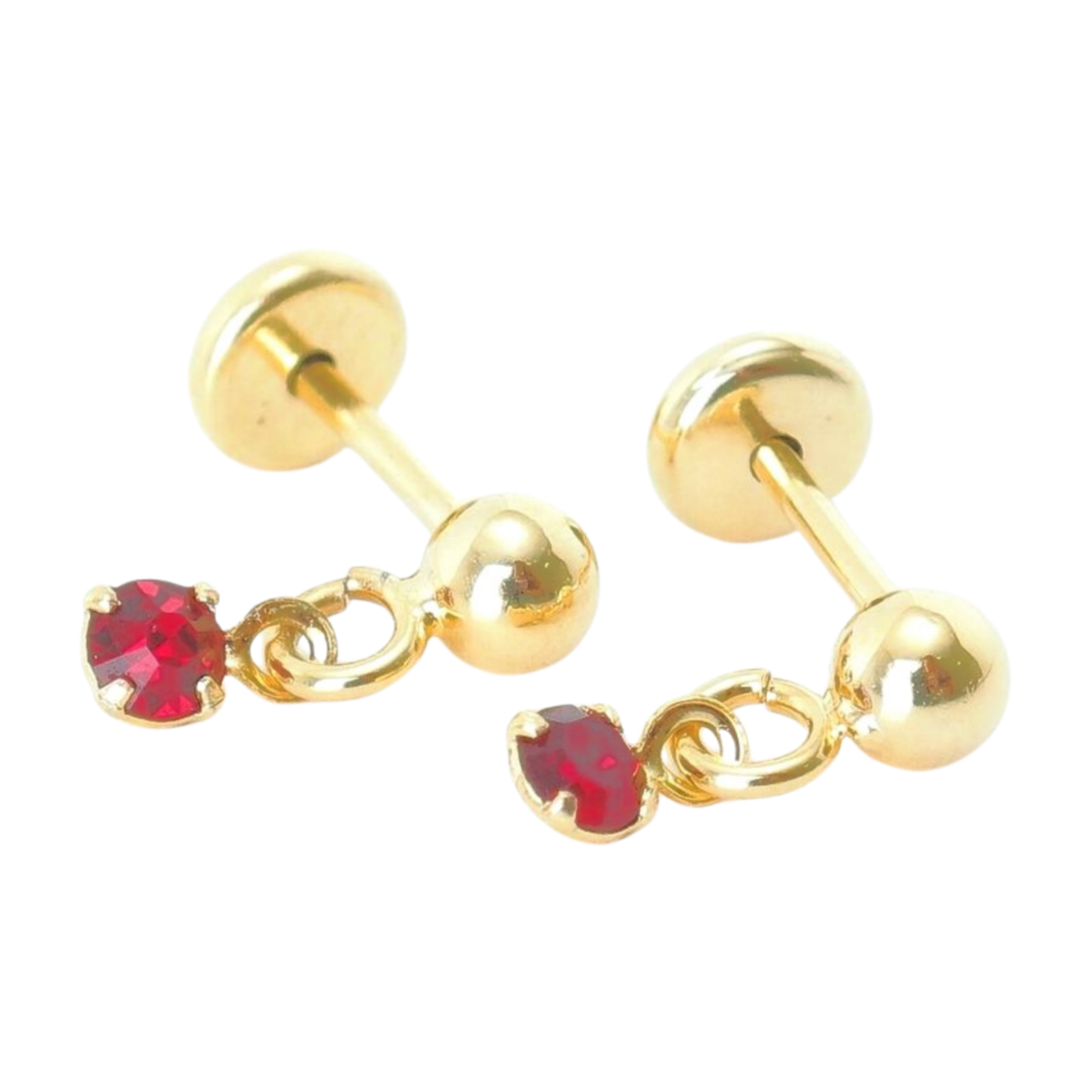 Brinco Baby Bolinha e Pedra 3mm Folheado a Ouro - Family Collection