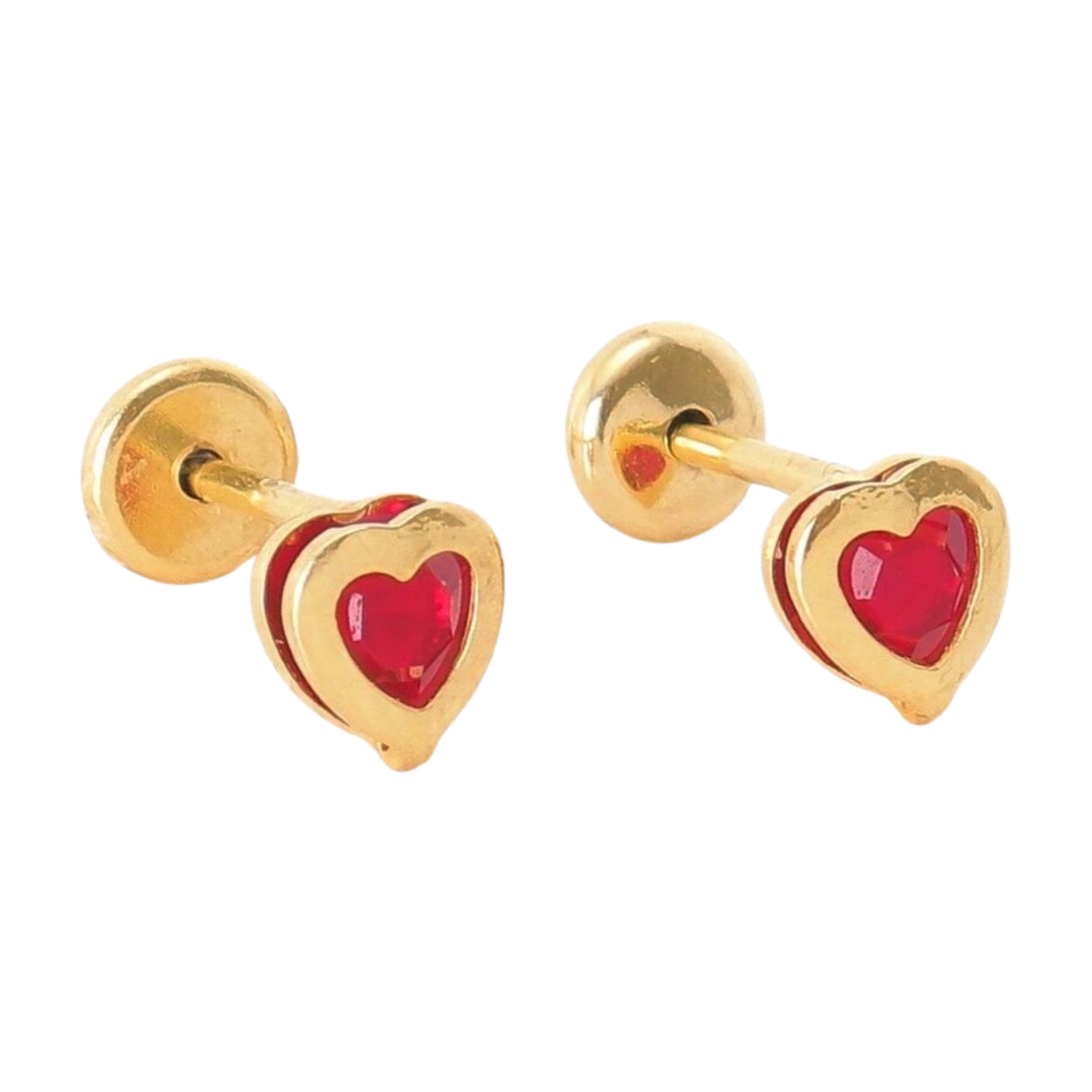 Brinco Baby Coração com Pedra 3mm Folheado a Ouro - Family Collection
