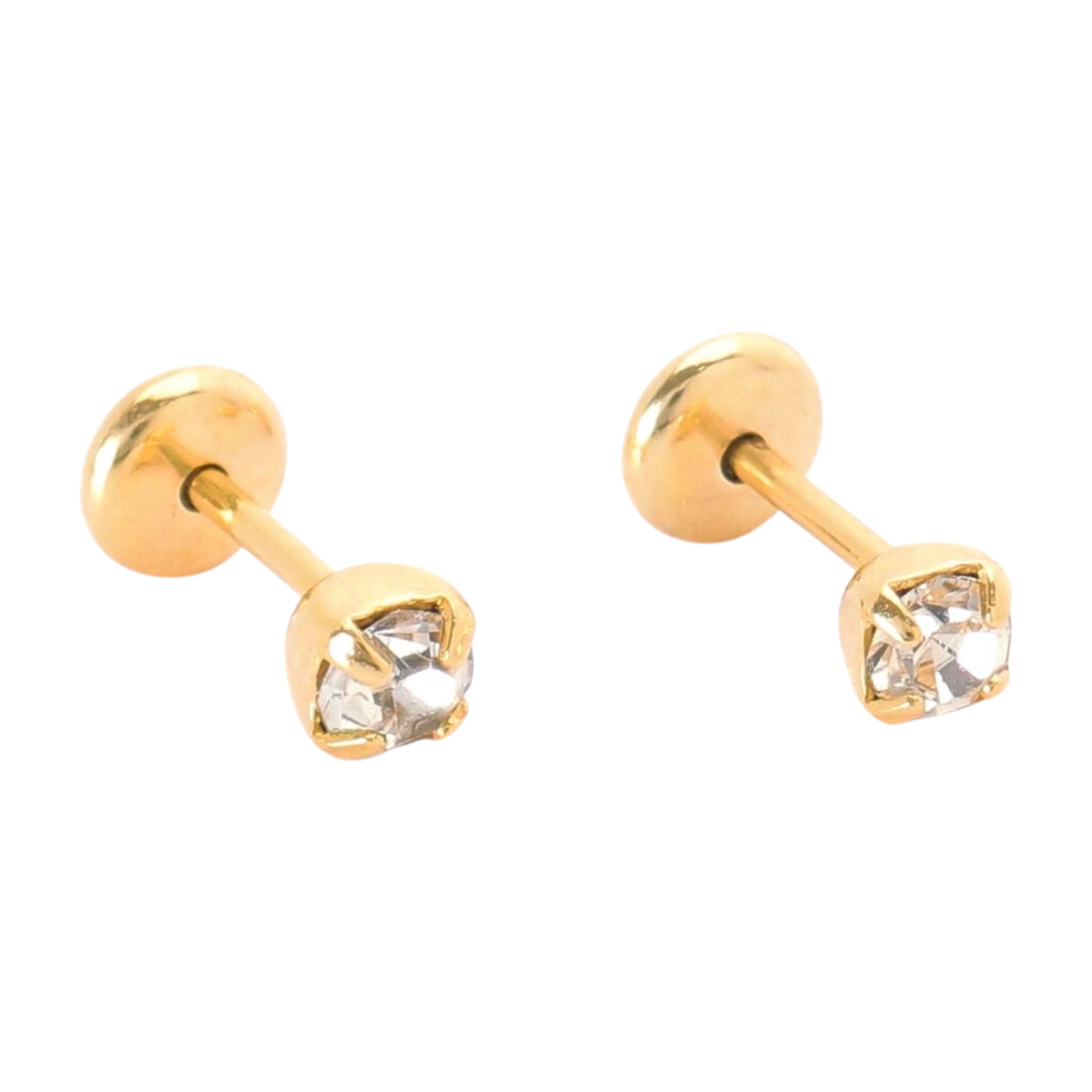 Brinco Baby Pedra 2mm Redondo Folheado a Ouro - Family Collection