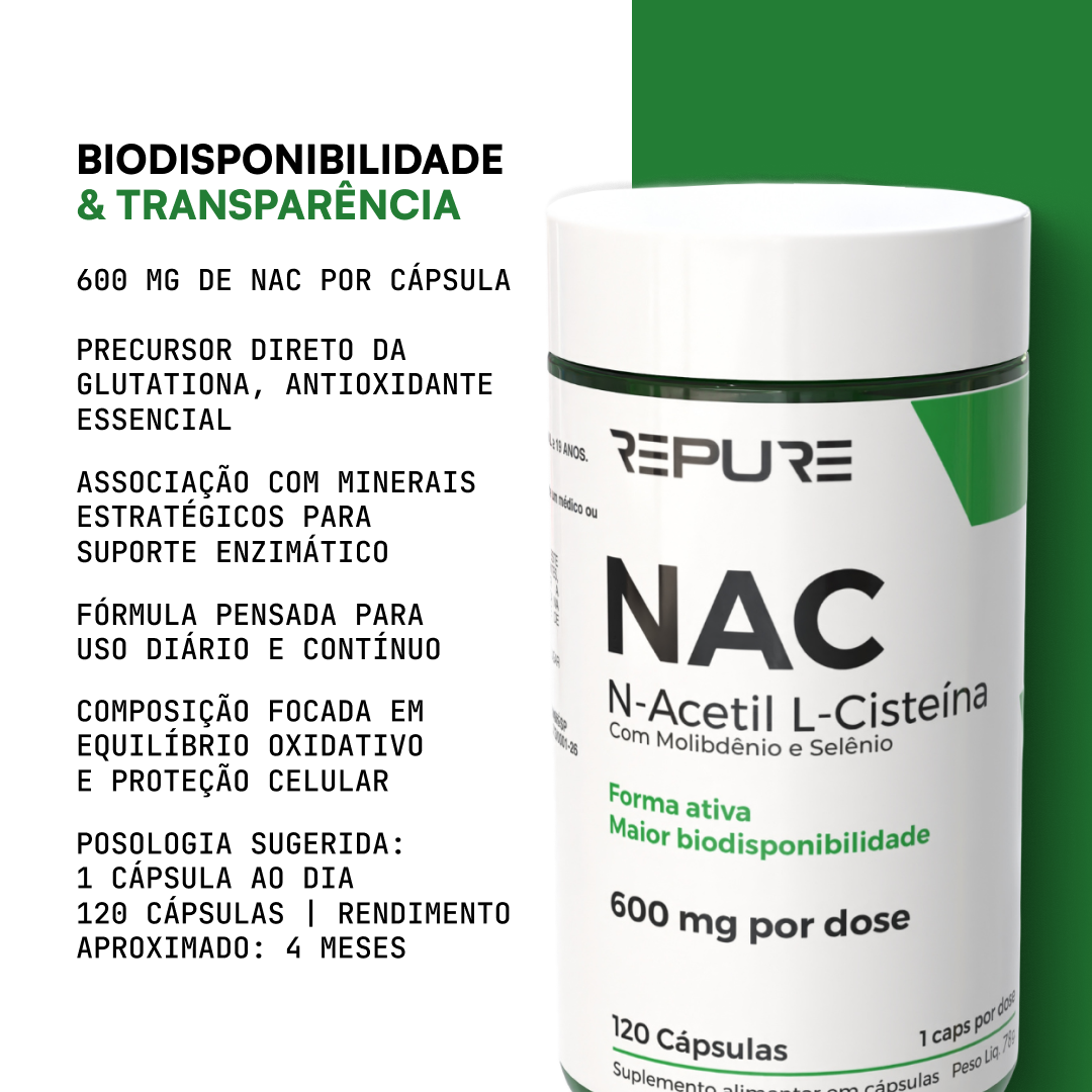 NAC 600mg com Molibdênio e Selênio | N-Acetil L-Cisteína 120 Cápsulas ...