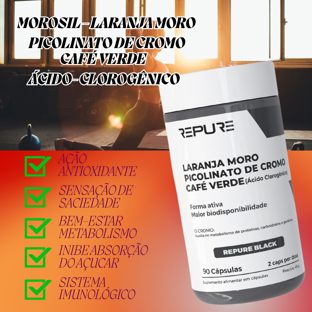 Laranja Moro + Cromo + Café Verde 90 Cápsulas | Suplemento Repure ...