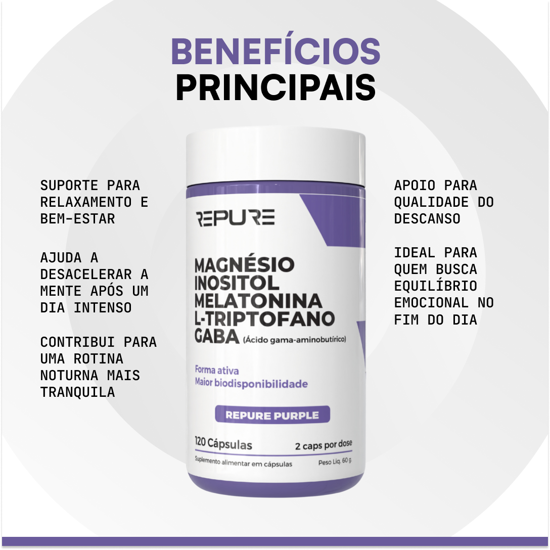 Magnésio + Inositol + GABA + Melatonina + Triptofano 120 Cápsulas ...