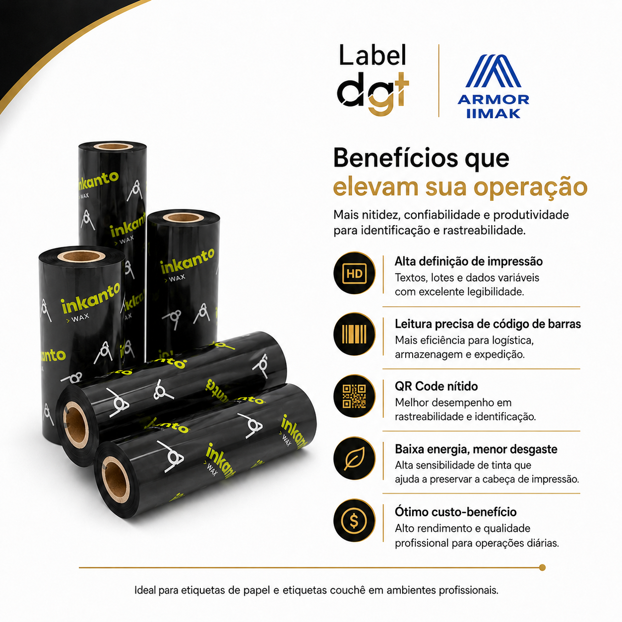 ribbon cera ARMOR INKANTO AWR-1 - 110mmx74 metros - LOJA DGT