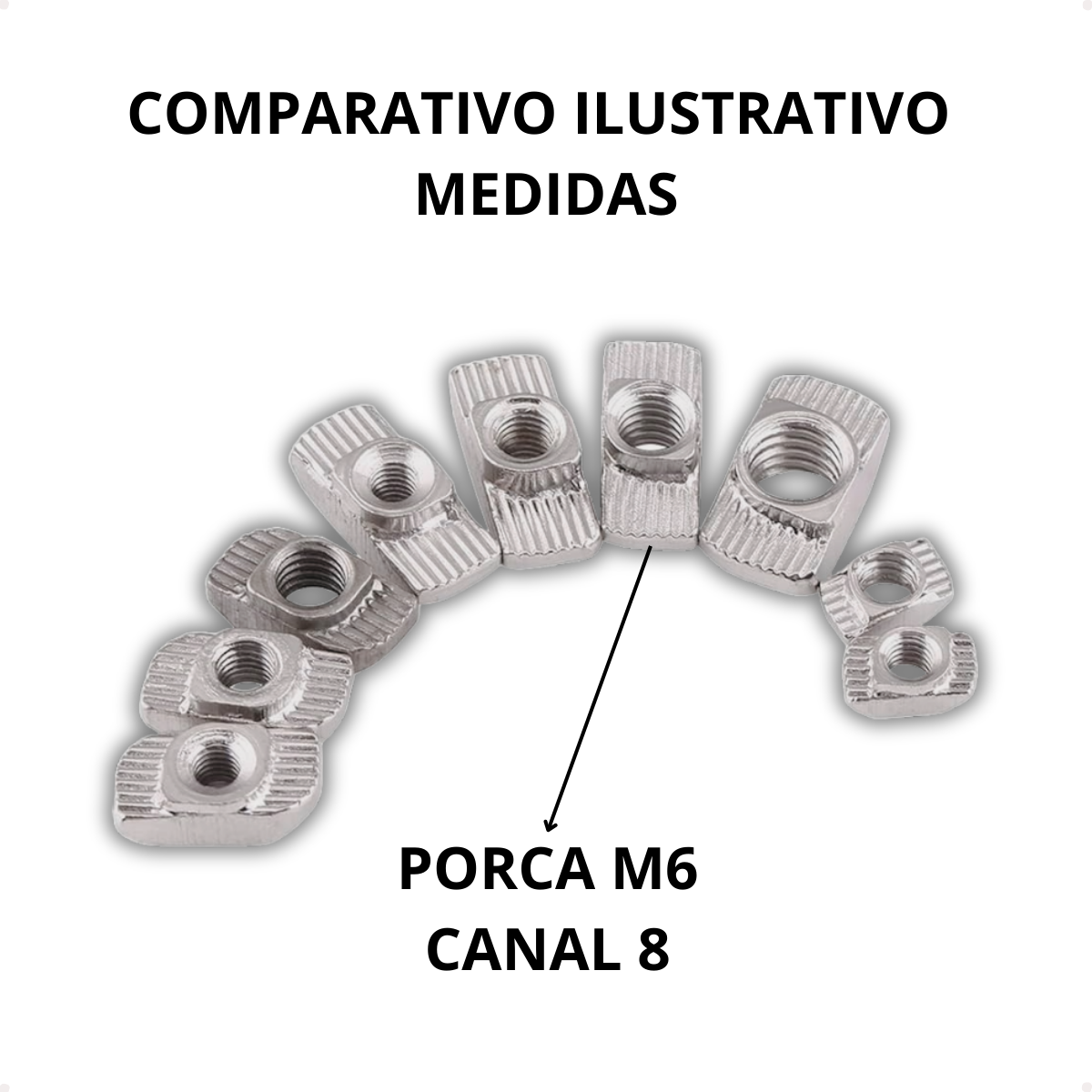 Kit 100 Porca Martelo M6 Canal 8 - 5f Systems - Perfil Estrutural em ...
