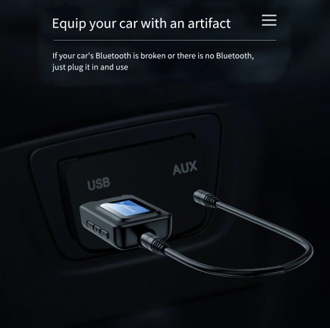 MODULO BLUETOOTH RECEPTOR e TRANSMISSOR 5.0 COM DISPLAY - CINESTEC