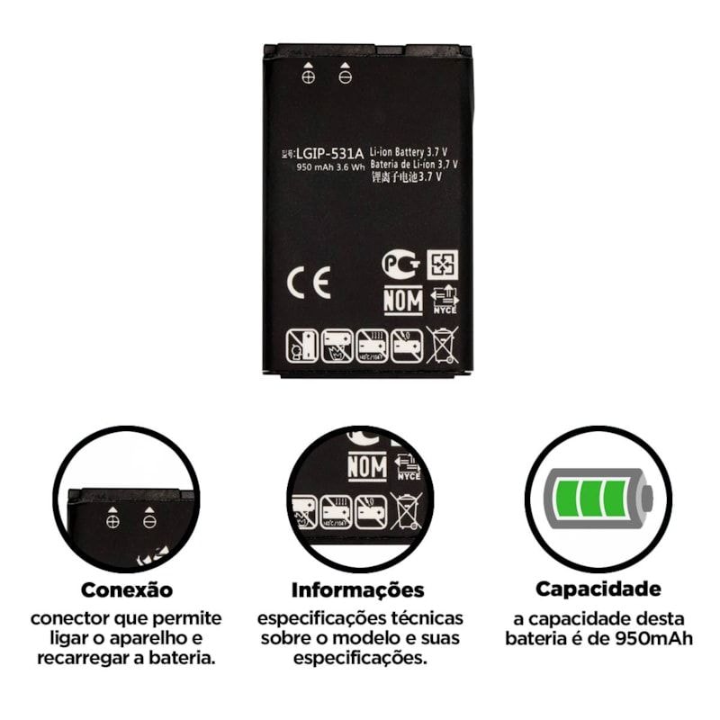 Bateria Lg A175 - A210 - A275 - C105 (Lgip-531A) - Skytech Solutions