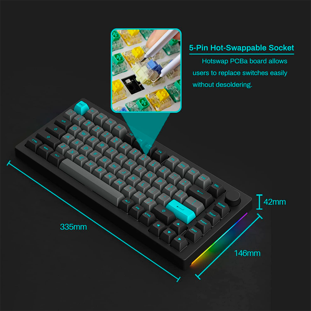 Teclado Gamer Akko 5075 B Black Cyan Plus Rgb Switch Silver - Bauruinfo ...