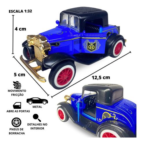 Carrinho Miniatura Antigo Calhambeque Clássicos Abre Porta [F114 ...