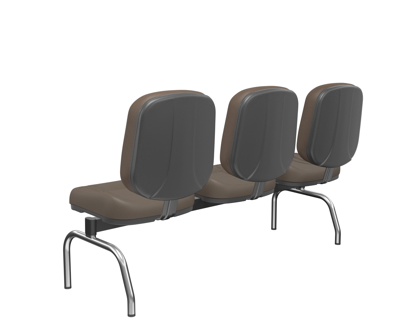 Longarina Premium Diretor Cromado Marrom 3 lugares - Loja.seg.br