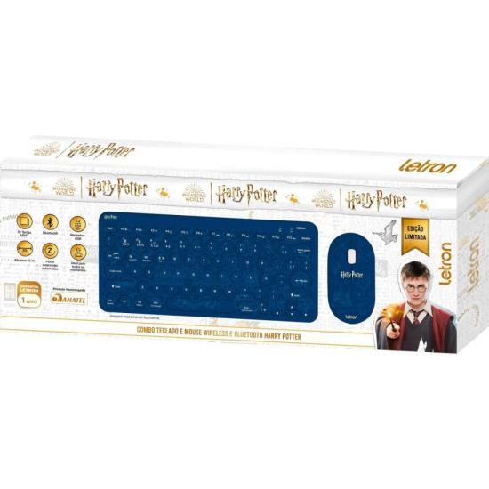 Kit Teclado e Mouse Sem Fio Letron Harry Potter Azul [F002] - Loja.seg.br