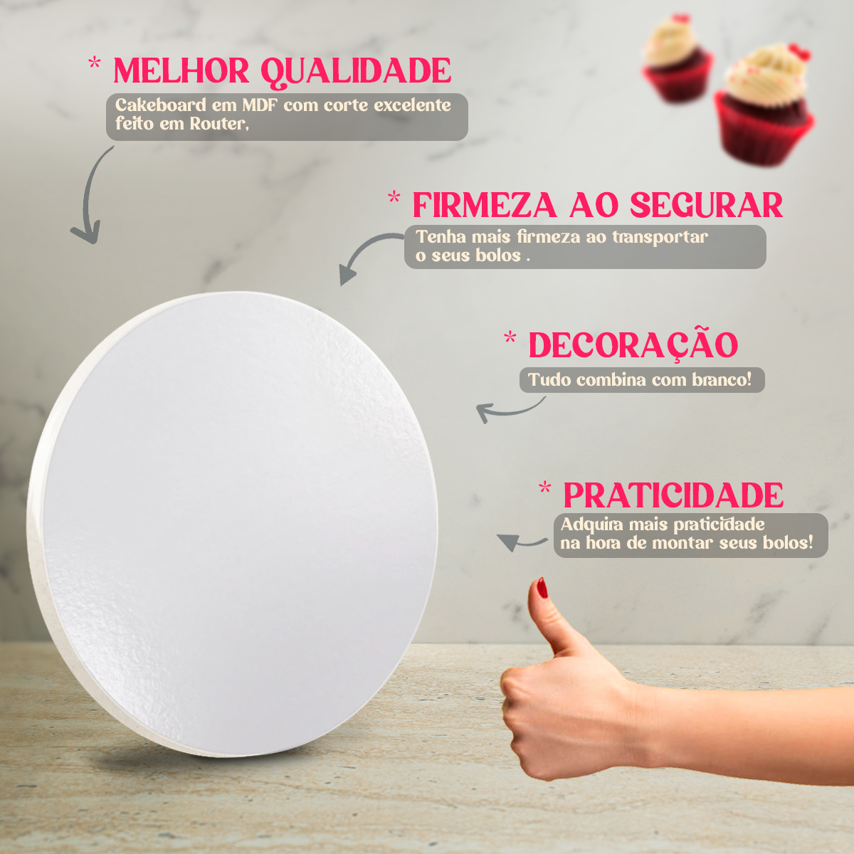 Tabuleiro Para Bolo em MDF 9mm Kit C/ 9 Tabua de Confeitaria - Fine Festas