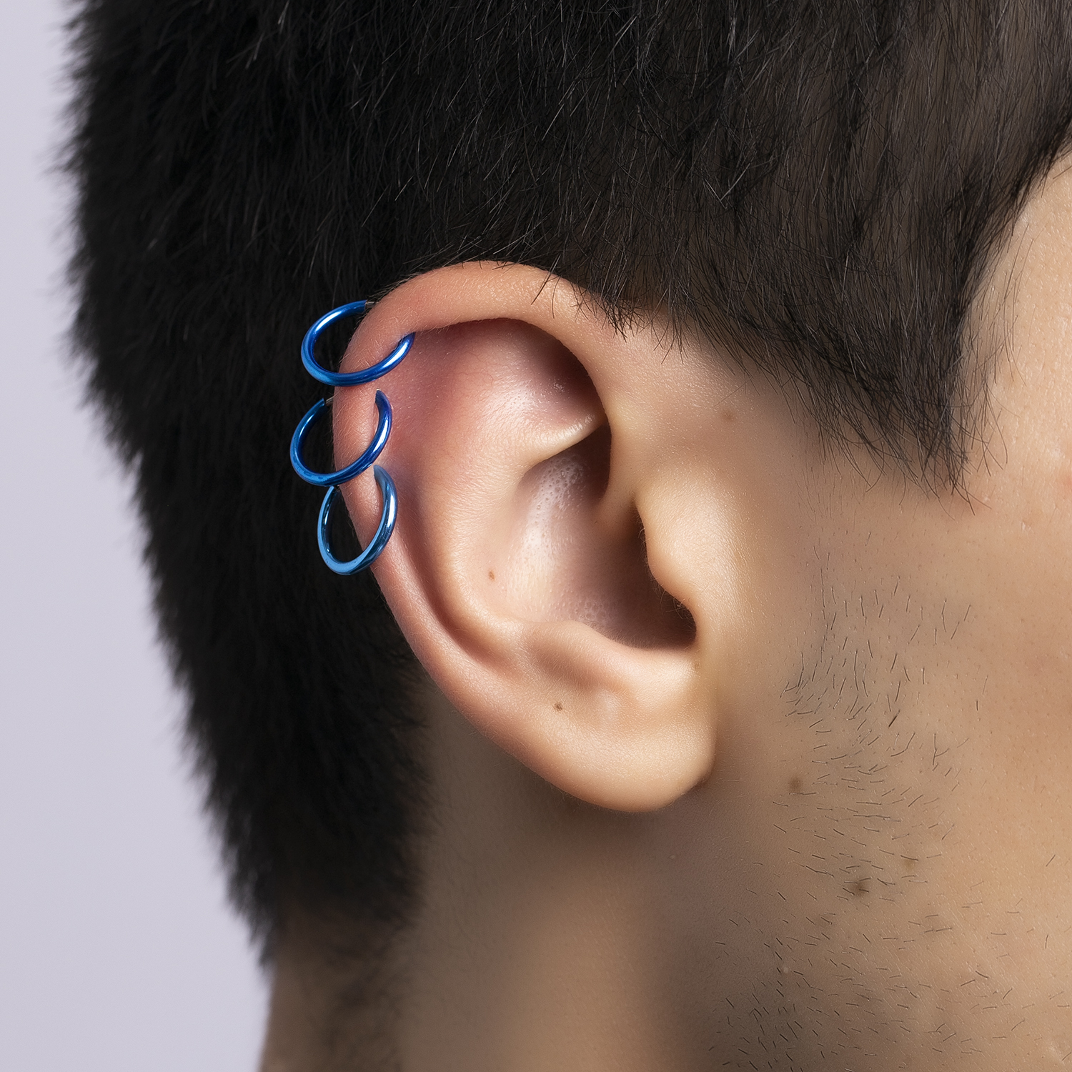 Kit Triplo Piercing de pressão Azul - CODE Brincos Masculinos - Loja Online