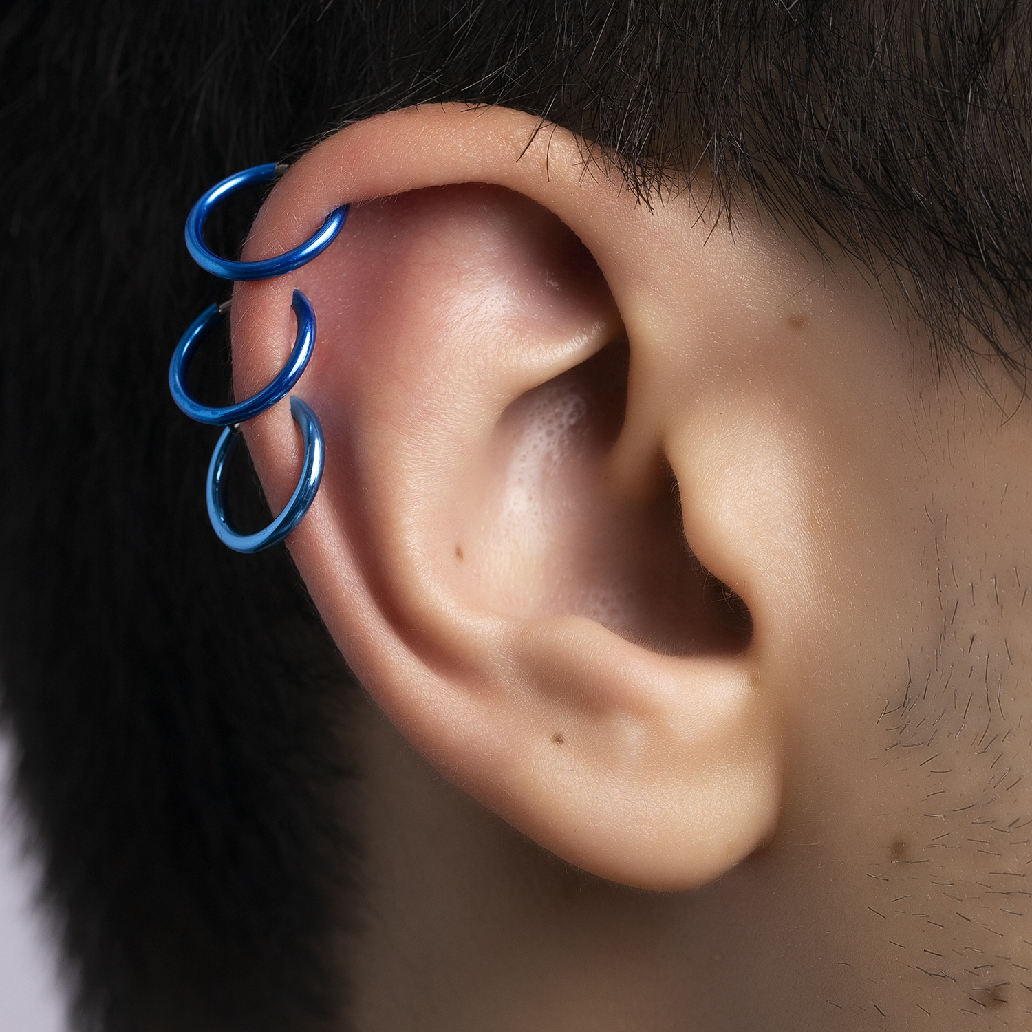 Kit Triplo Piercing de pressão Azul - CODE Brincos Masculinos - Loja Online