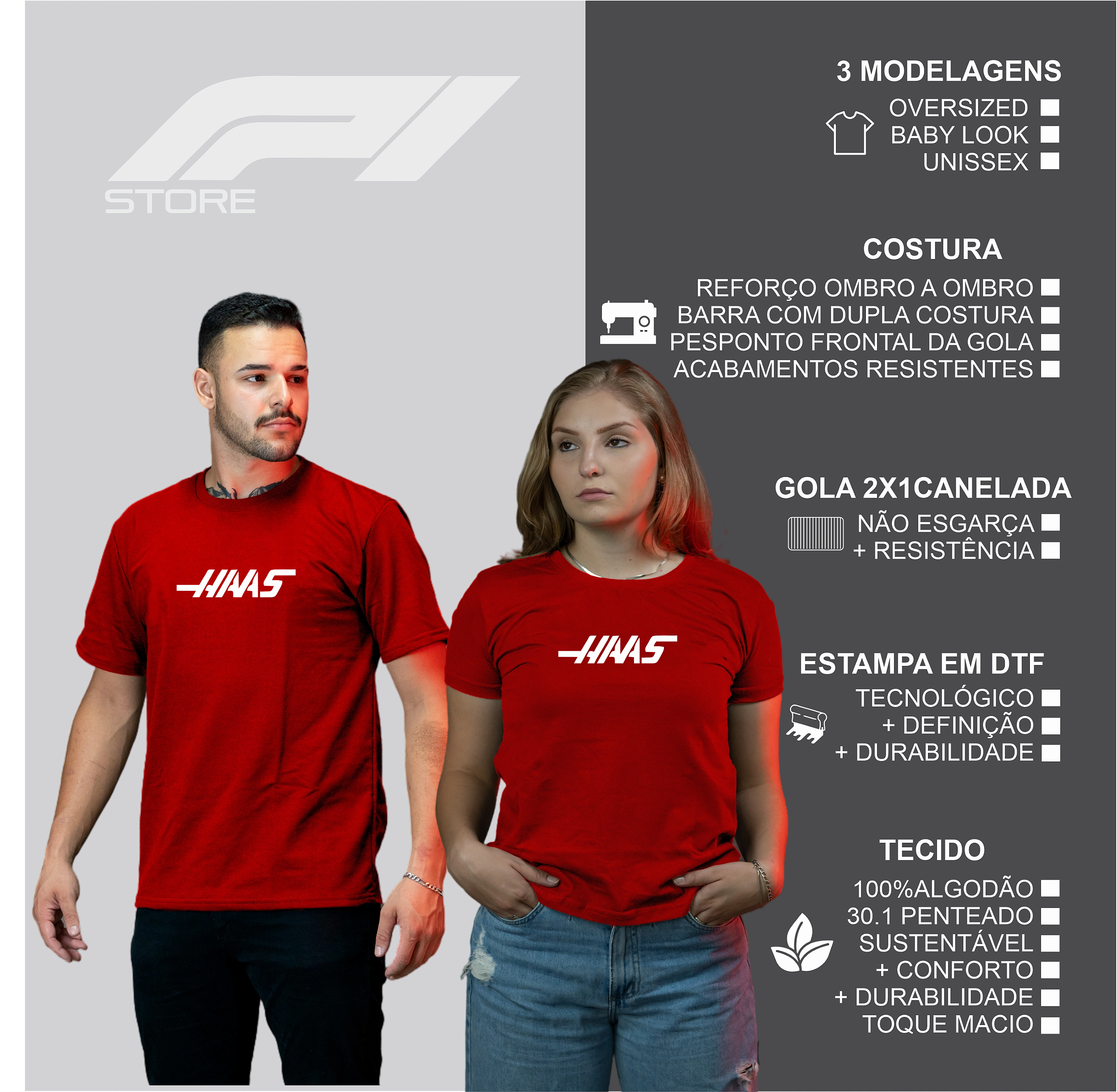 Camiseta Basic Haas Vermelha - POLE STORE