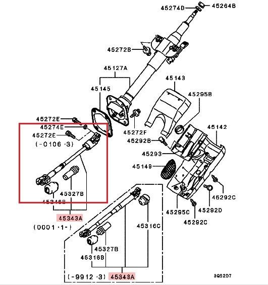 Coluna de direção Inferior, direção do eixo de montagem conjunta ...
