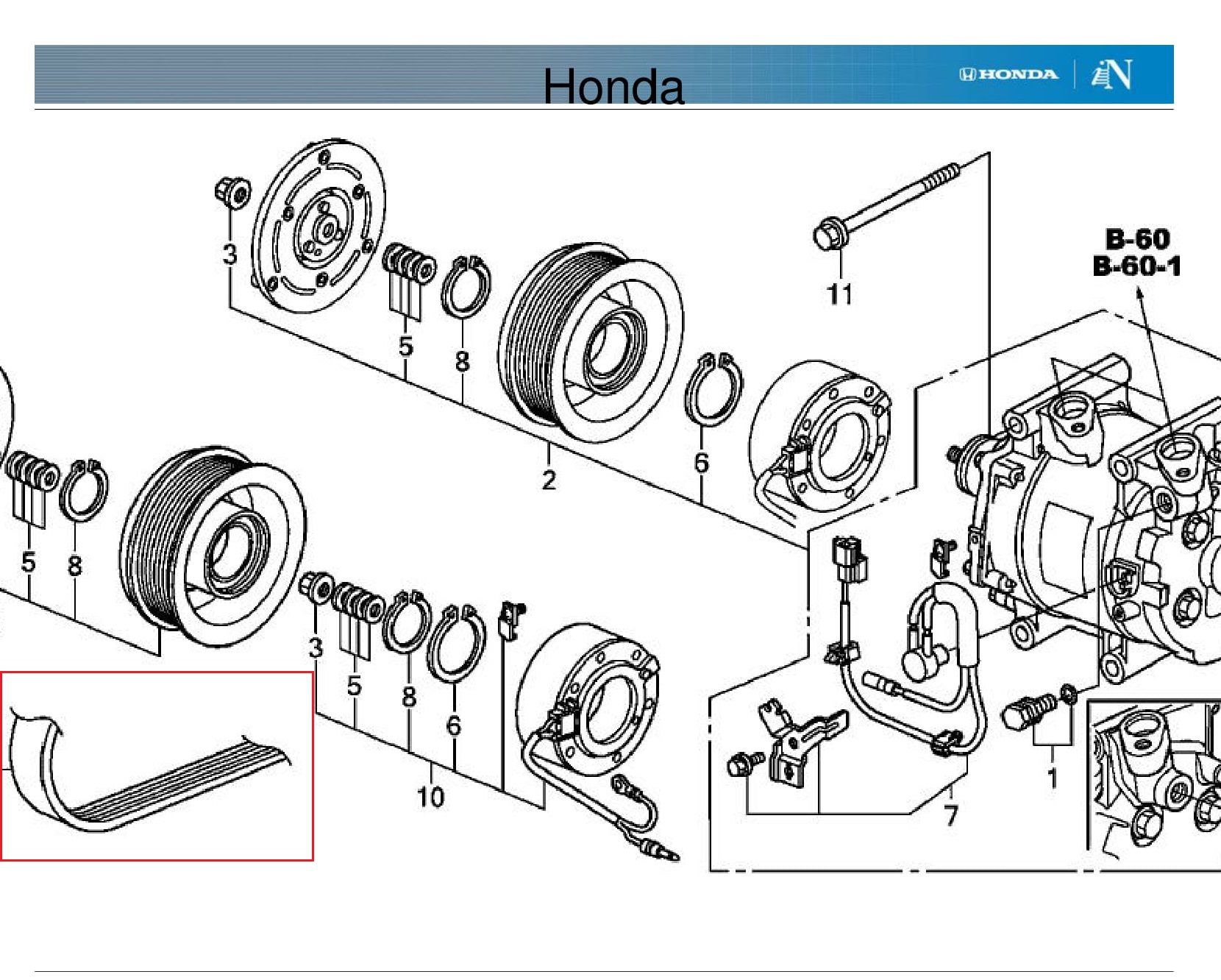 Correia do compressor do ar condicionado Honda City e Fit 38920-RB0-004 ...