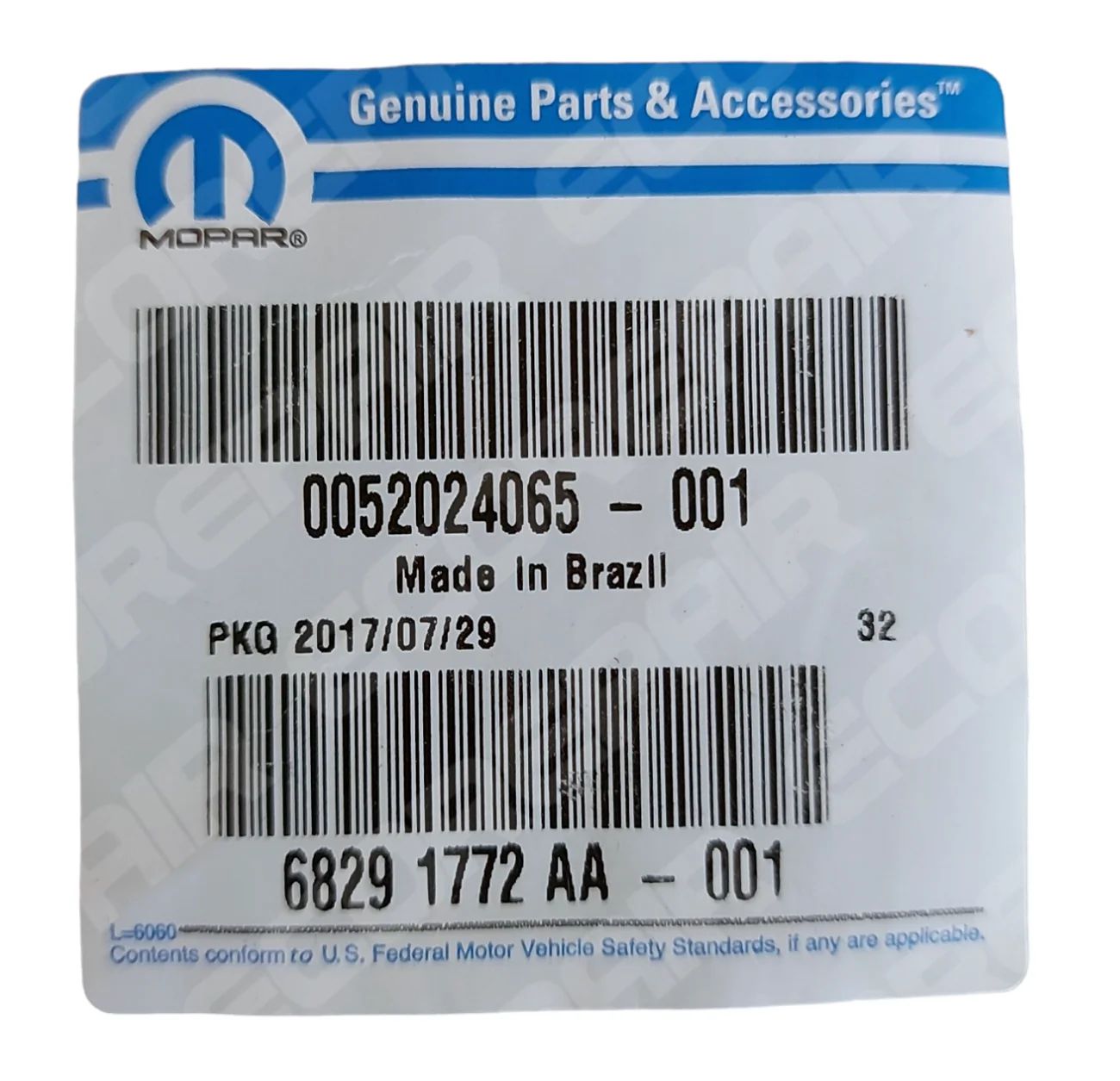 Etiqueta Adesiva identificação Fabricante Mopar - Original - Ecorepair ...