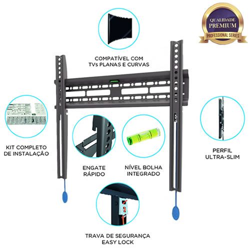 Suporte de TV Fixo De Parede Elg Tv 32" até 65" modelo NO1V4 - Azob ...