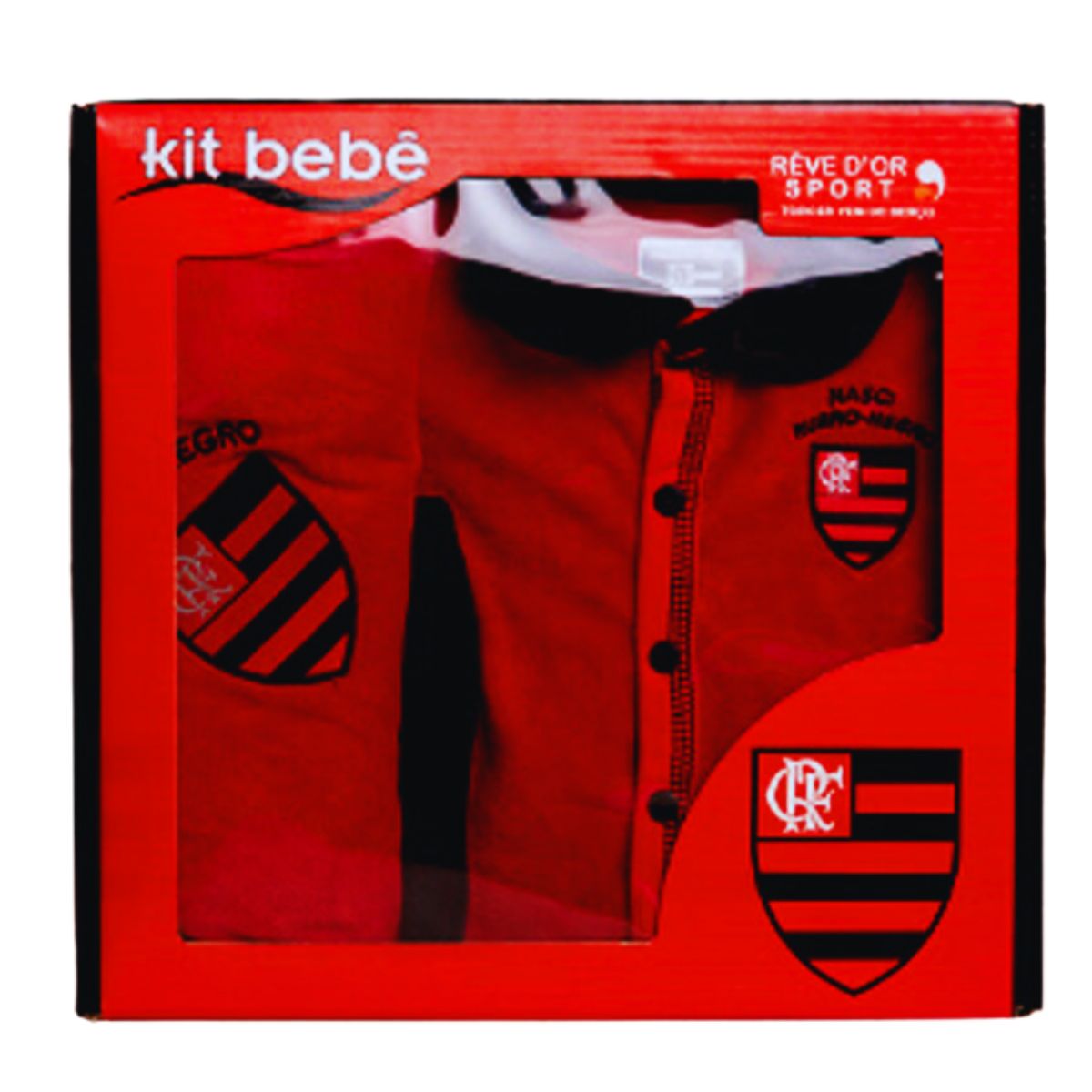 Kit Bebê Flamengo Plush Saída de Maternidade 3 Peças Oficial - Cia Bebê