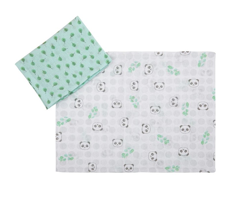 Kit Fronha Bebê Com 2 Pçs 31cm x 22cm Panda Papi - Cia Bebê